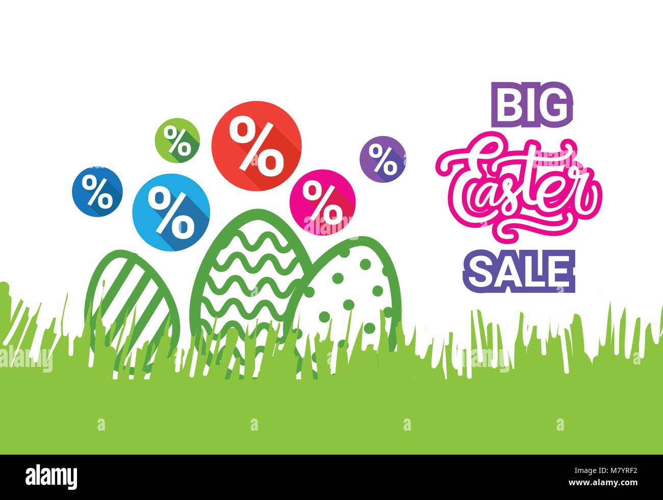 Big Easter Sale Poster Holiday Discounts Banner With Decorative Eggs In ...