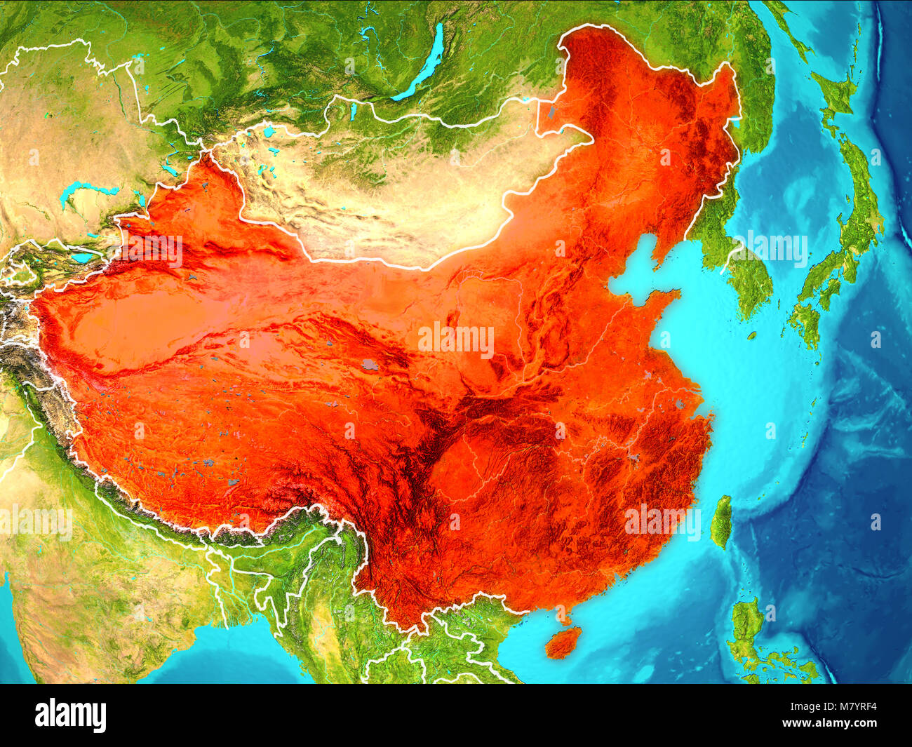 Highlighted satellite image of china hi-res stock photography and ...