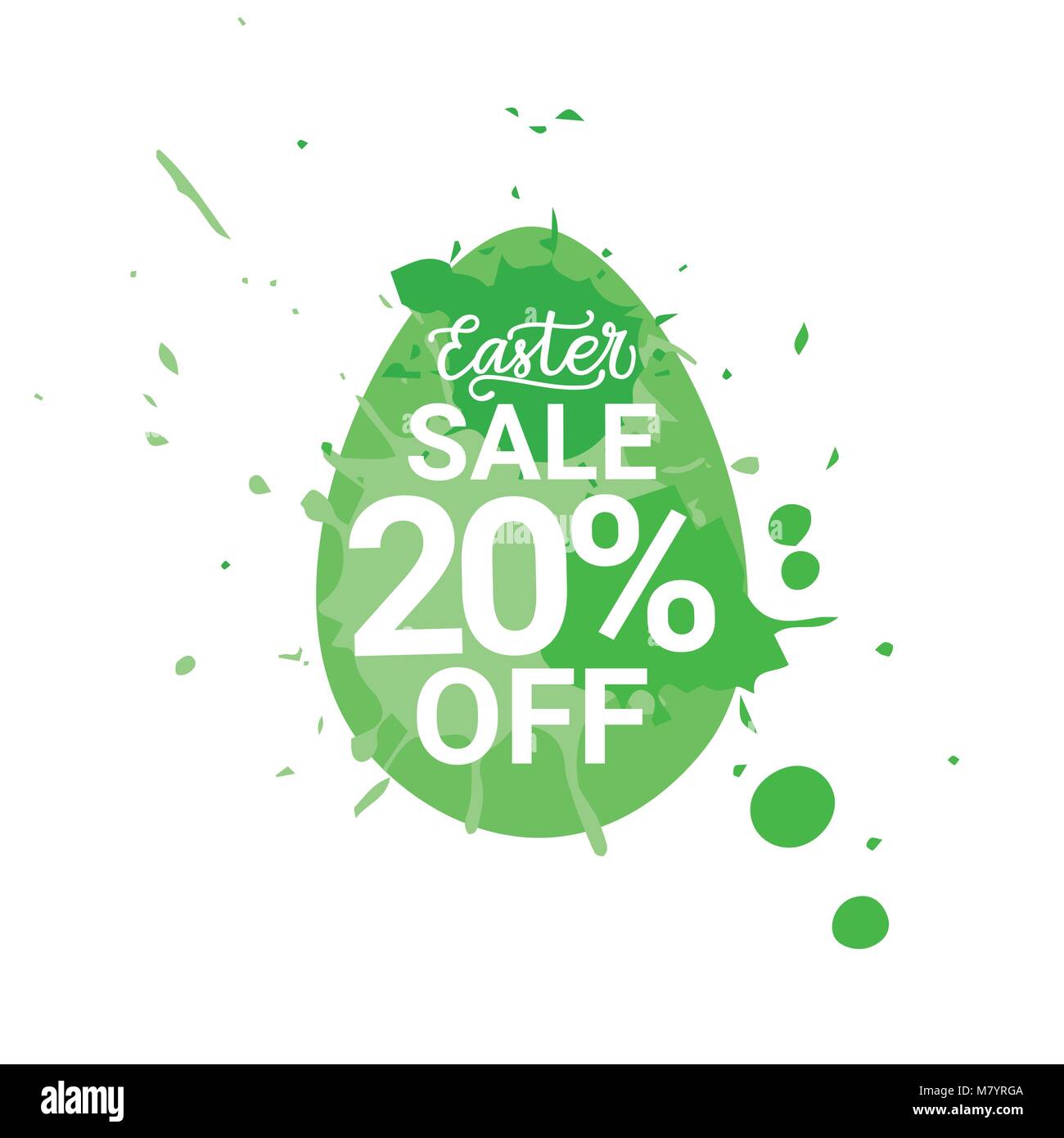 Easter Sale Logo Egg With Green Paint Splash Background Spring ...