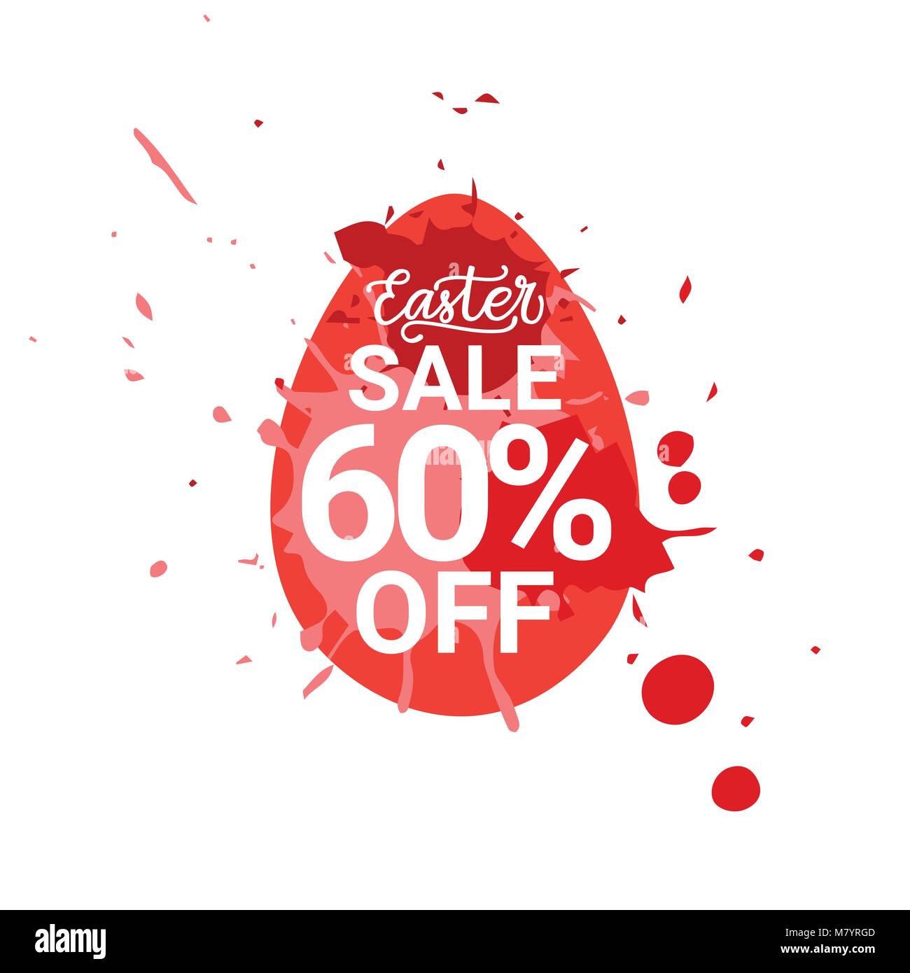 Red Easter Sale Sticker Egg With Paint Splash Background Spring ...