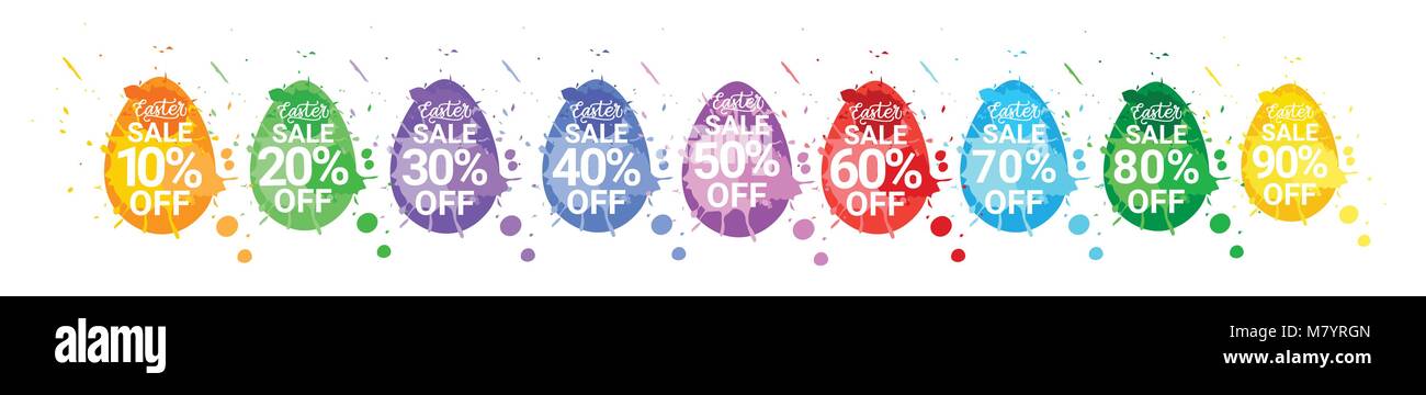 Easter Sale Stickers Set Of Eggs With Paint Splash Background Design ...