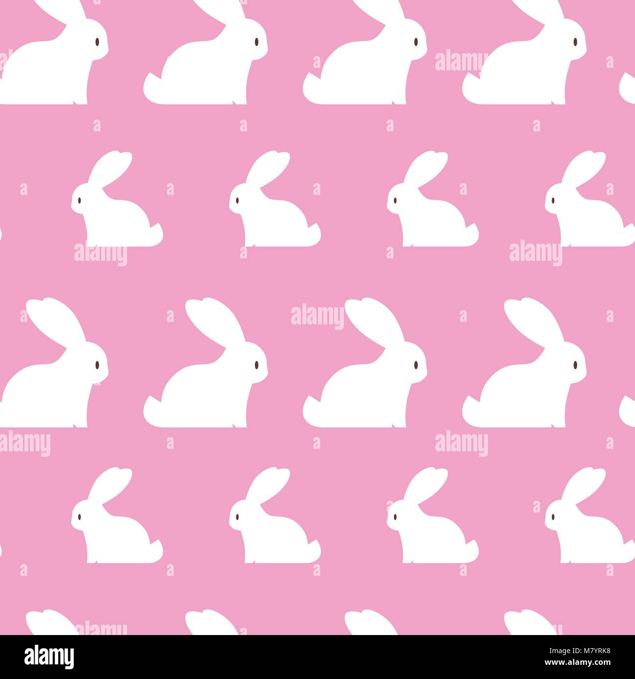 Easter Seamless Pattern With White Rabbits Ornament On Pink Background ...