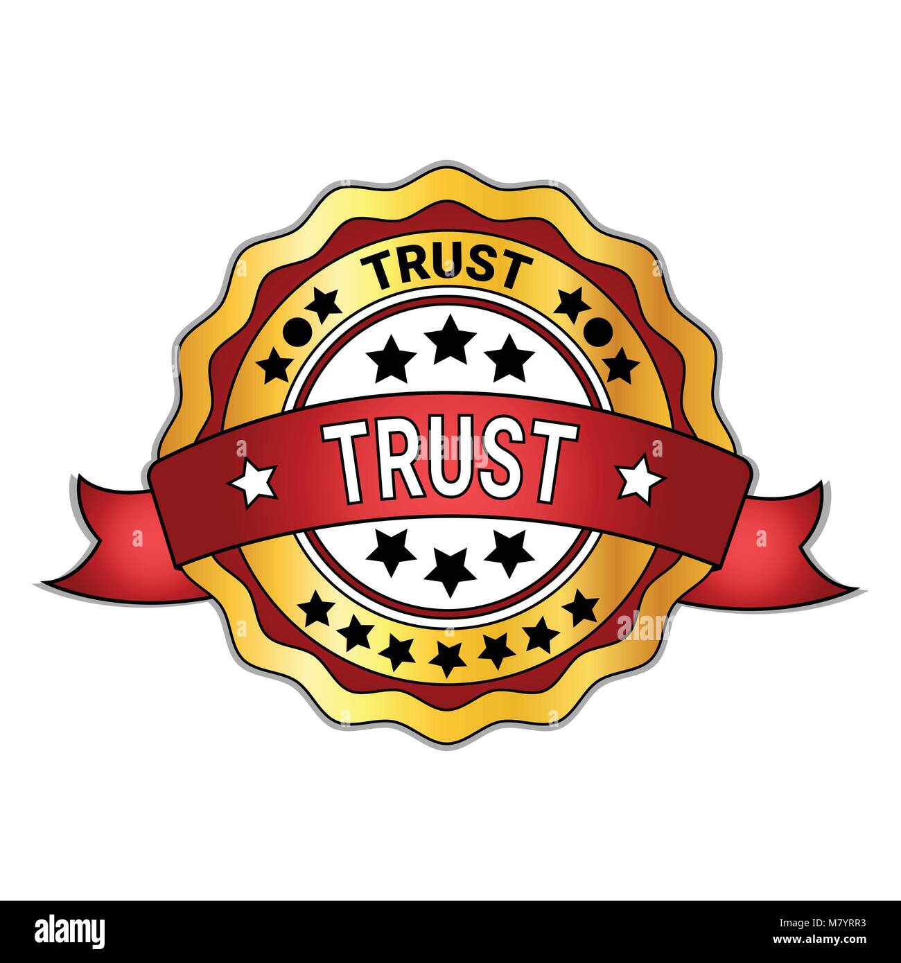 Golden Badge Trust Sticker Isolated On White Background Guarantee Sign ...