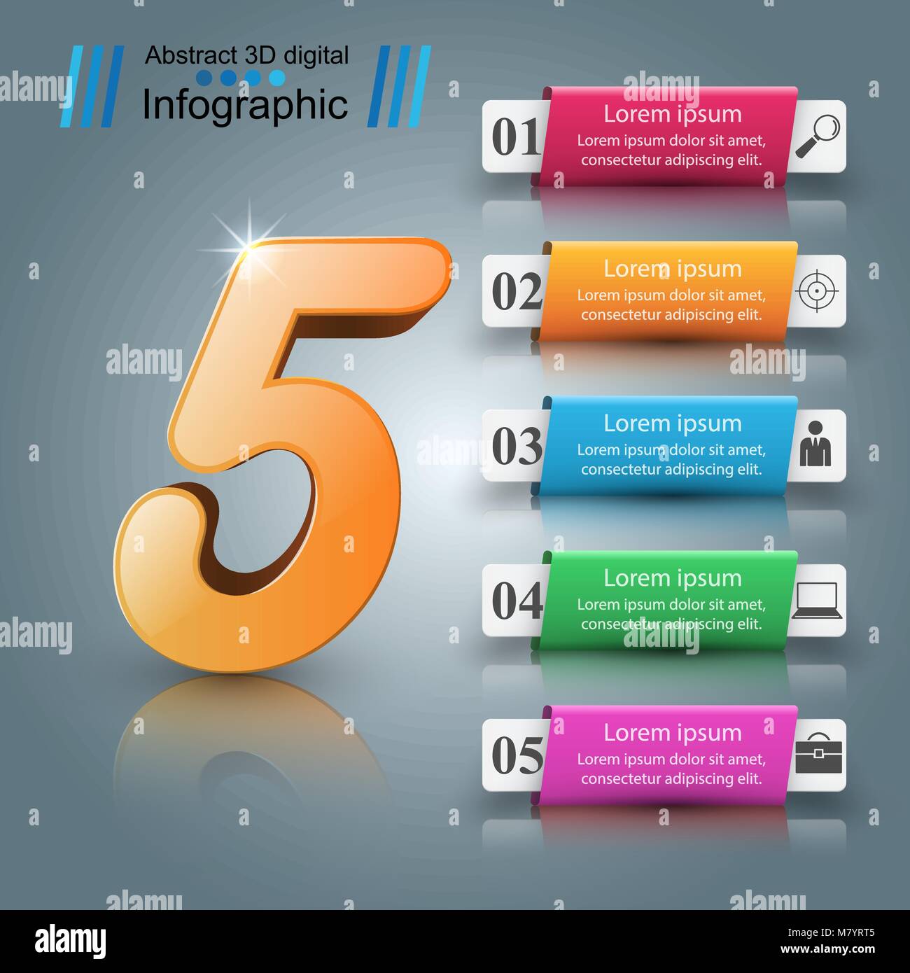 Business Five Infographics origami style Vector illustration Stock ...