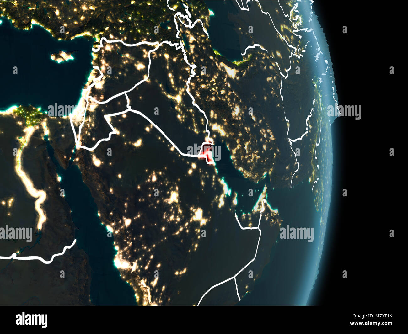 Kuwait map in dark hi-res stock photography and images - Alamy