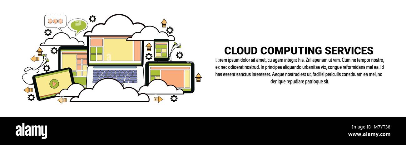Cloud Computing Data Storage Concept Horizontal Banner With Copy Space ...