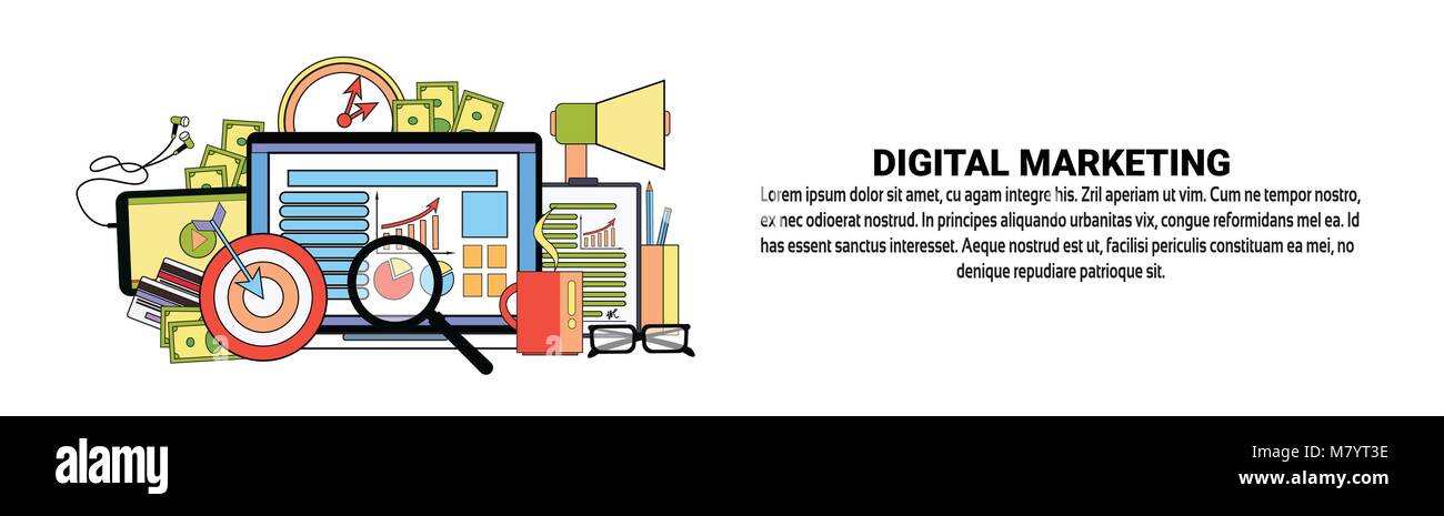 Digital Marketing Strategy Business Concept Horizontal Banner With Copy ...