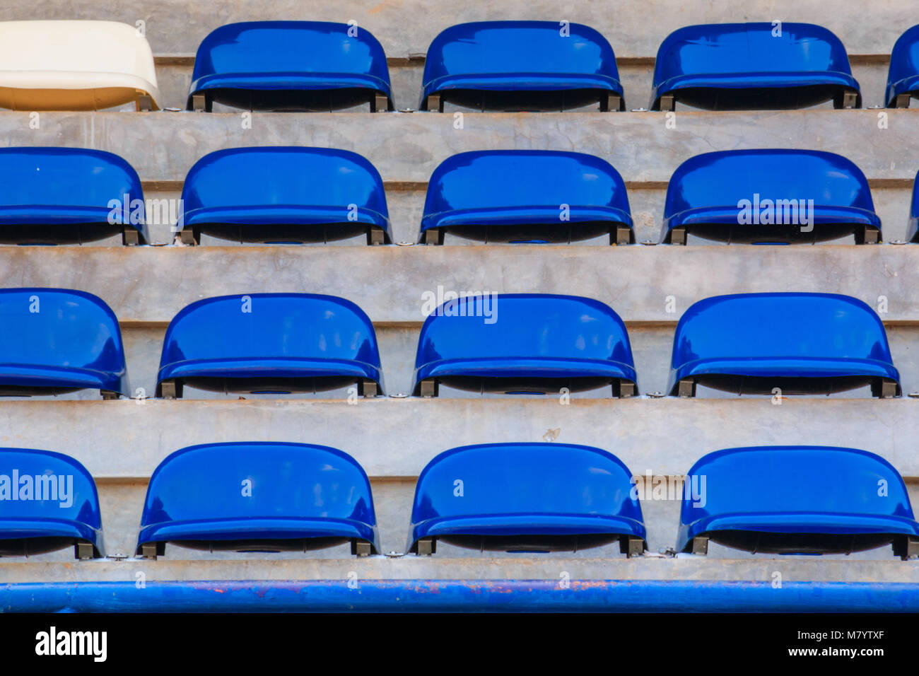 Row of Grandstand chairs in stadium Stock Photo - Alamy