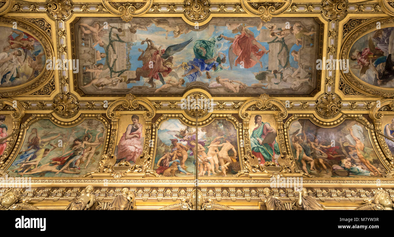paintings by Paul-Jacques-Aimé Baudry, grand foyer, Garnier Opera House ...