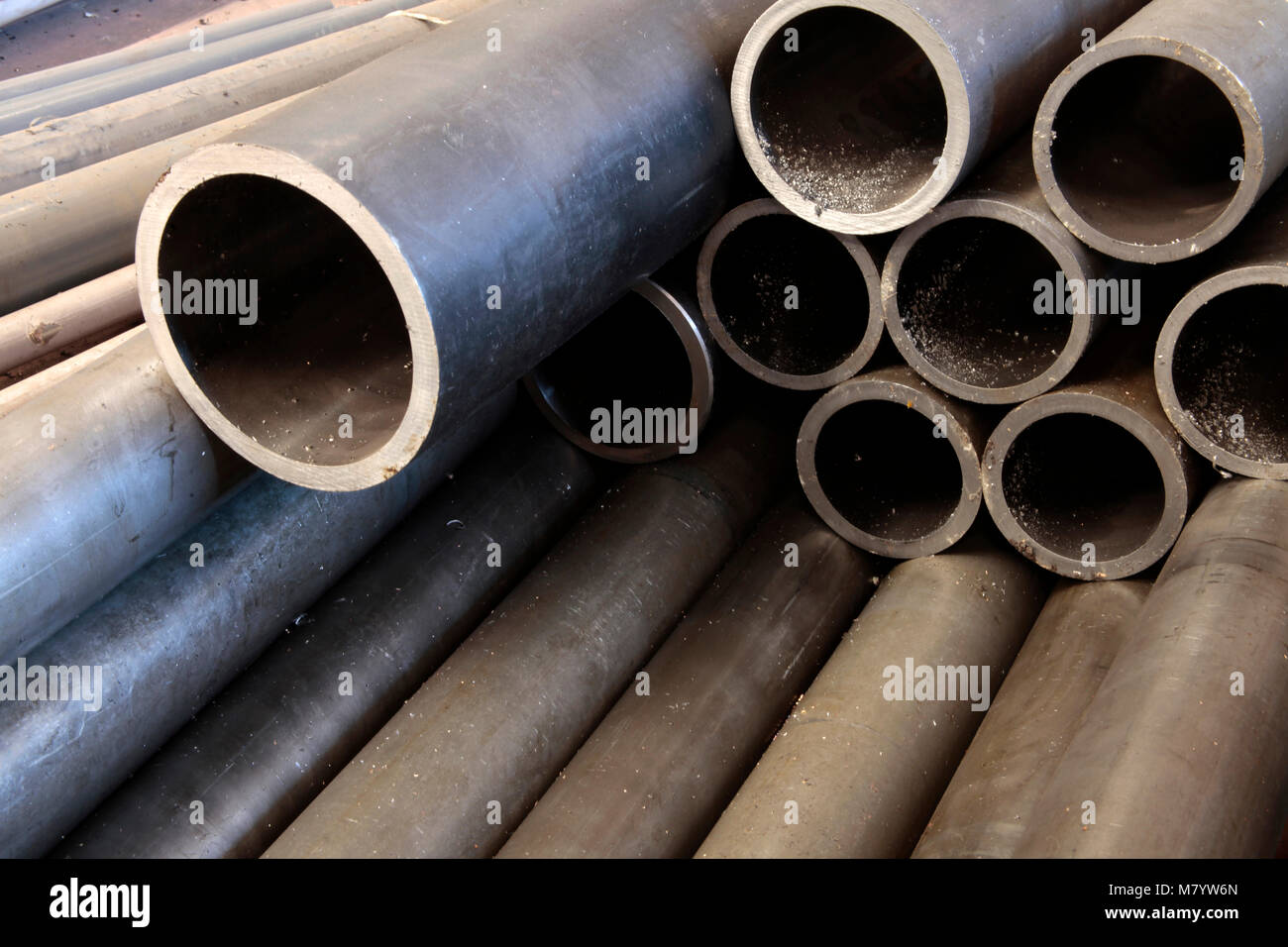 Stack of stainless steel pipes Stock Photo - Alamy