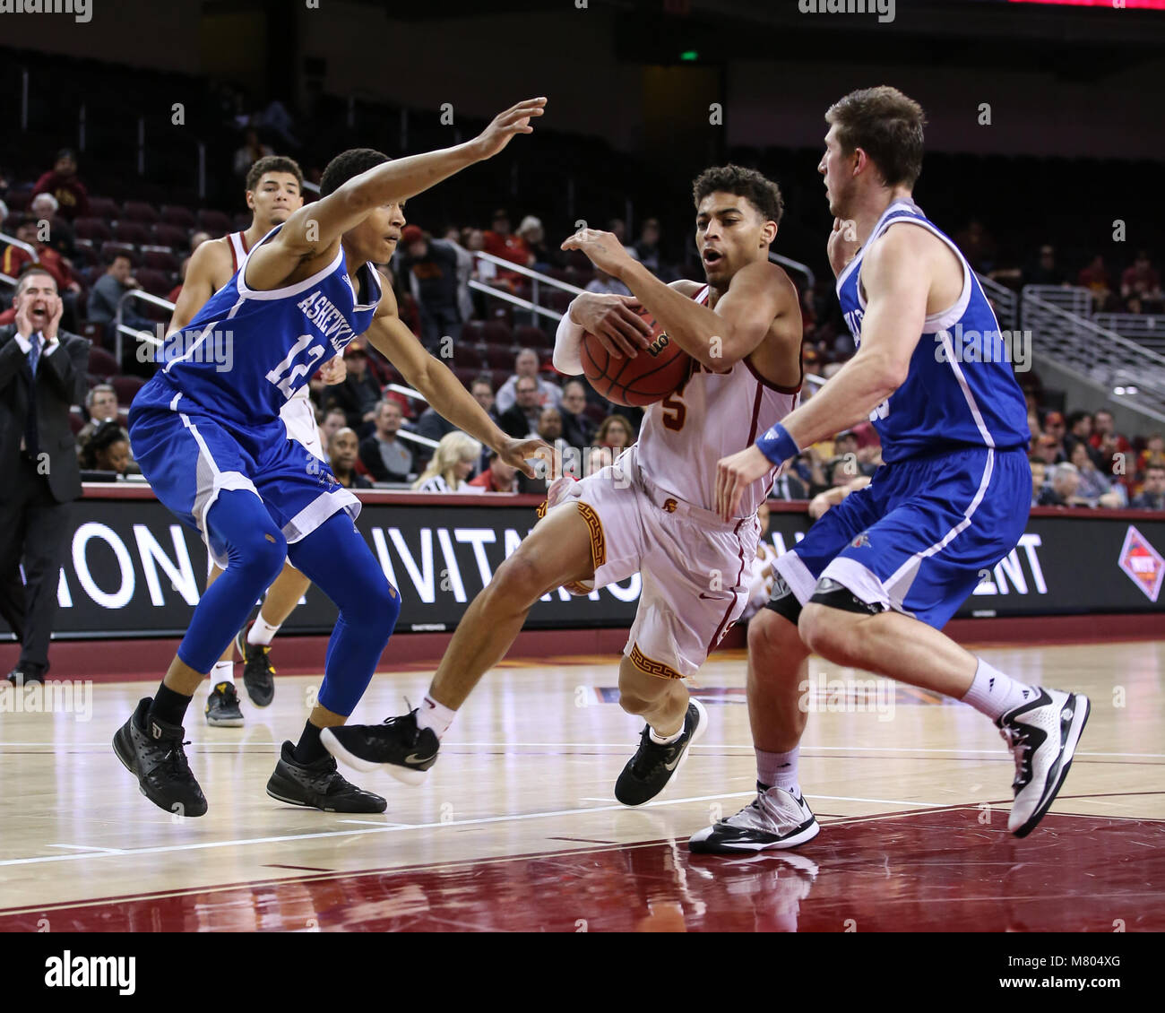 March 13, 2018 Los Angeles, CA..USC Trojans guard Derryck Thornton (5 ...