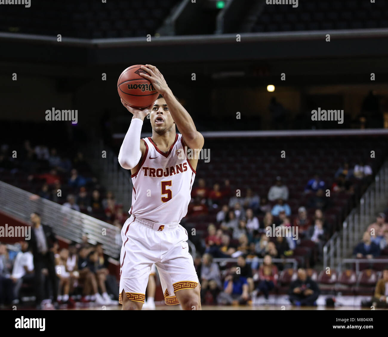 March 13, 2018 Los Angeles, CA..USC Trojans guard Derryck Thornton (5 ...