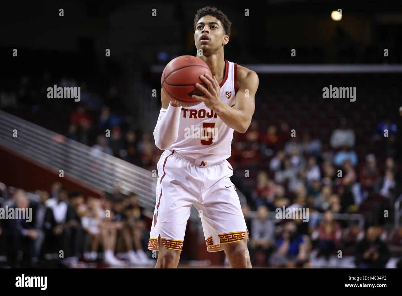 March 13, 2018 Los Angeles, CA..USC Trojans guard Derryck Thornton (5 ...