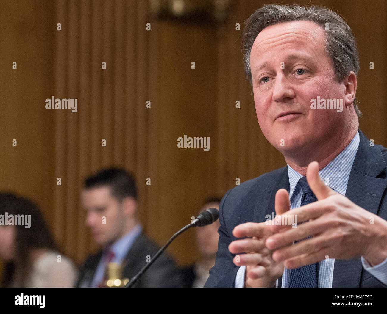Washington, USA. 13th Mar, 2018. Former Prime Minister David Cameron of ...