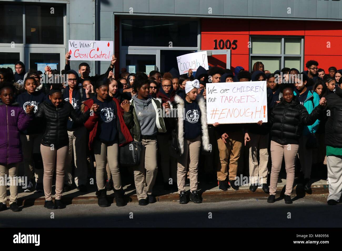 The Bronx, New York, US. 14th. Mar, 2018. Students of the Bronx ...