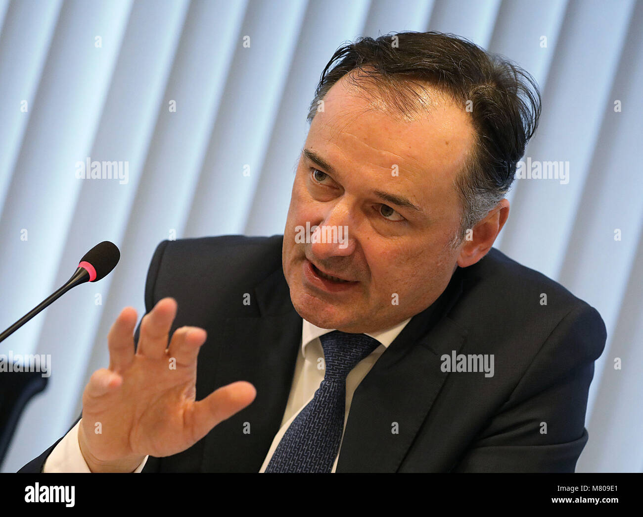 14 March 2018: Germany, Cologne: Frank Hiller, chairman of the board of ...