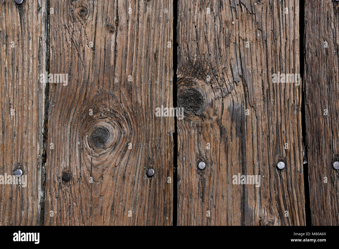 Aged worn timber boards from a pier - background texture Stock Photo ...