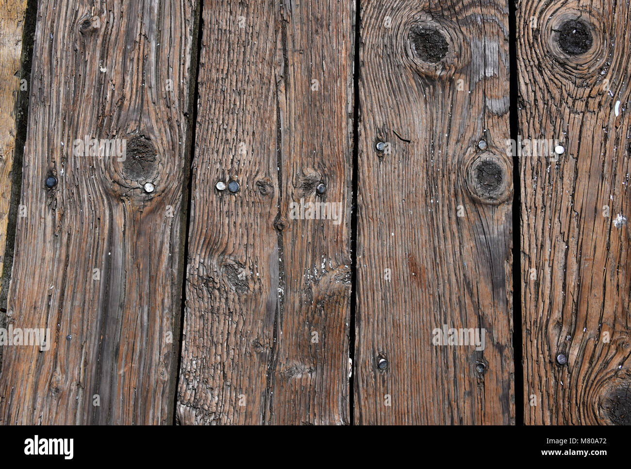 Aged worn timber boards from a pier - background texture Stock Photo ...