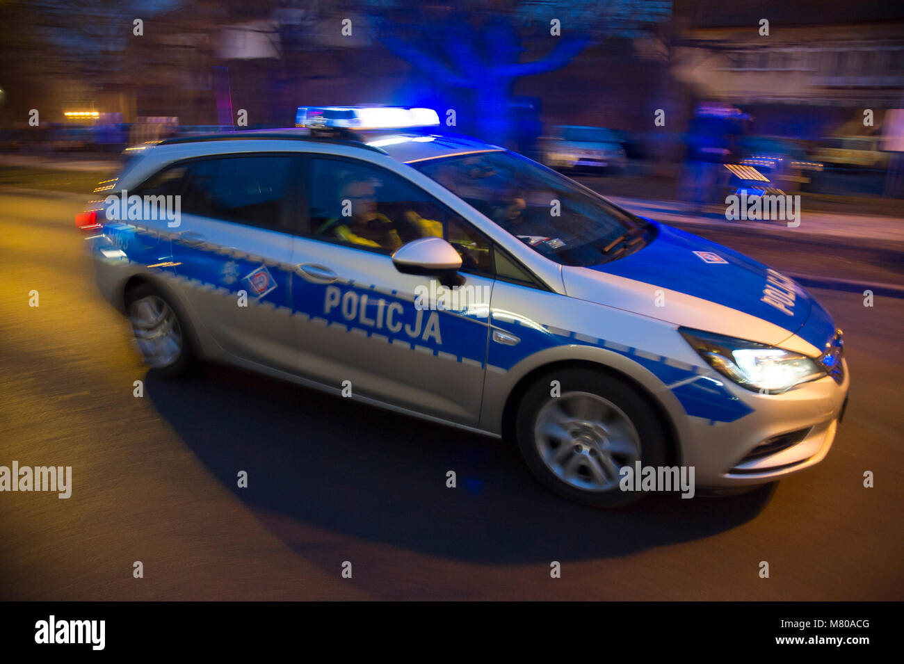 Polish traffic police car in Gdansk, Poland March 8th 2018 © Wojciech ...