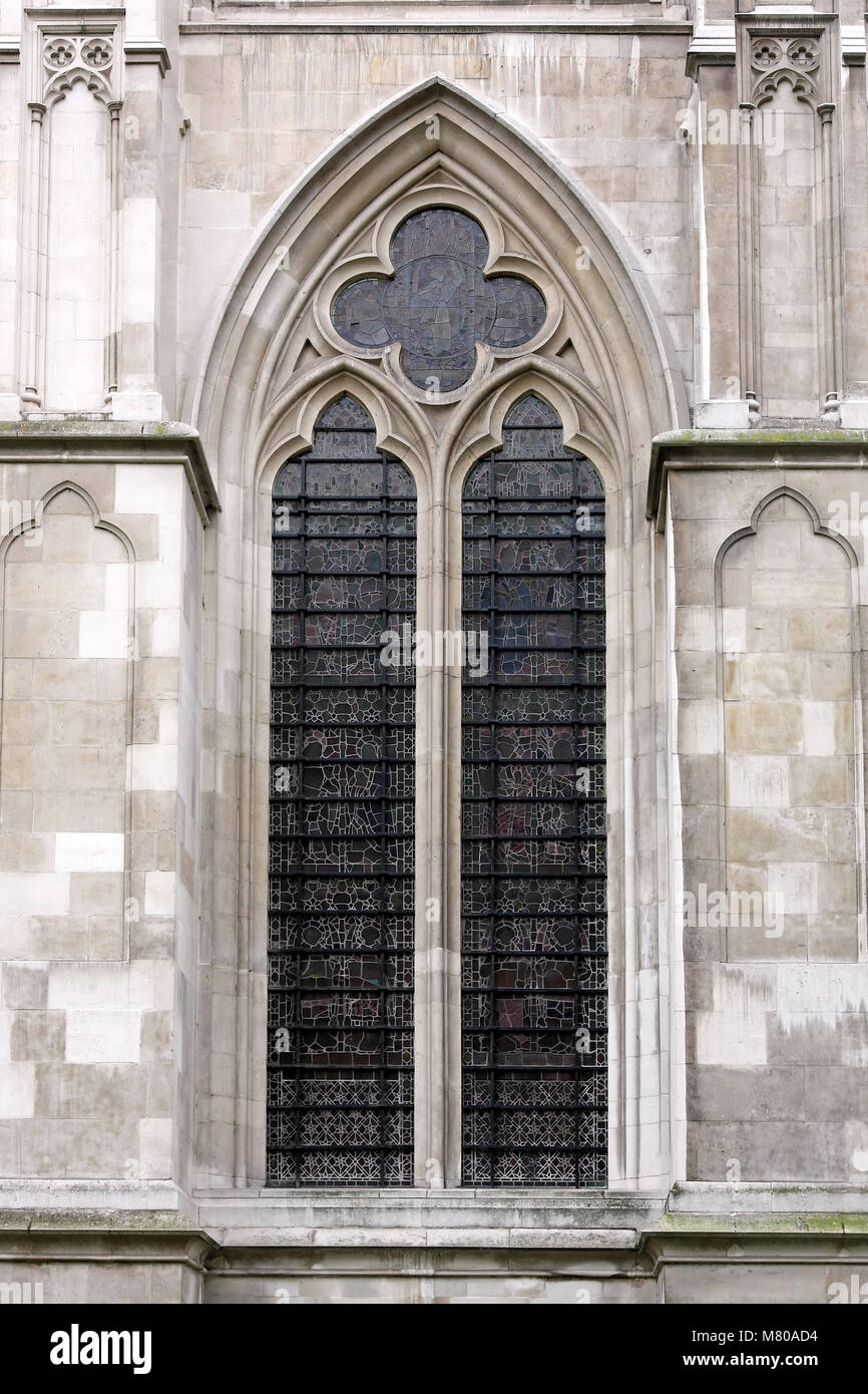 Tall antique window on medieval London building Stock Photo - Alamy