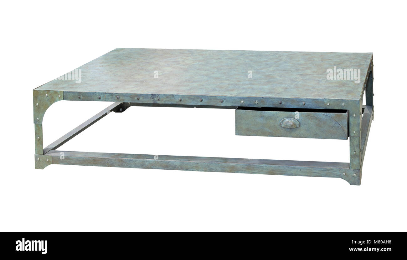 Old metal table isolated with clipping path included Stock Photo - Alamy