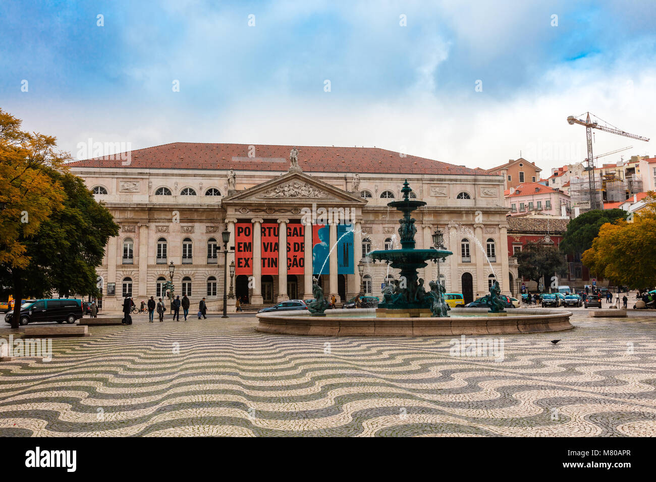 Rossio Square in the Pombaline Downtown of Lisbon is one of its main ...