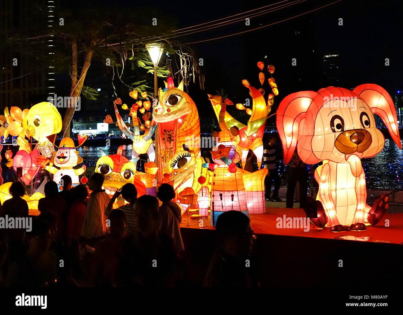 KAOHSIUNG, TAIWAN -- FEBRUARY 19, 2018: People visit the 2018 Lantern ...