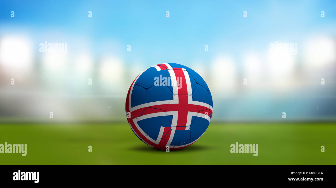 Iceland soccer football ball. Soccer stadium. 3d rendering Stock Photo ...