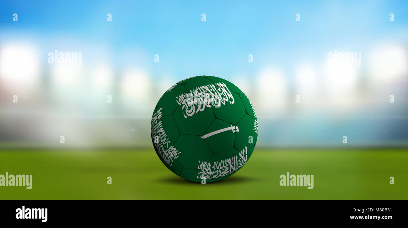 Saudi Arabia soccer football ball. Soccer stadium. 3d rendering Stock ...