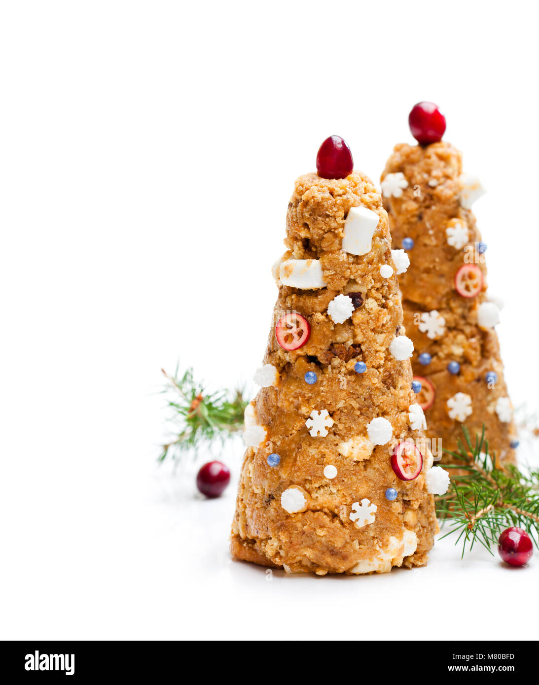 Christmas tree cookies isolated in white background Stock Photo - Alamy