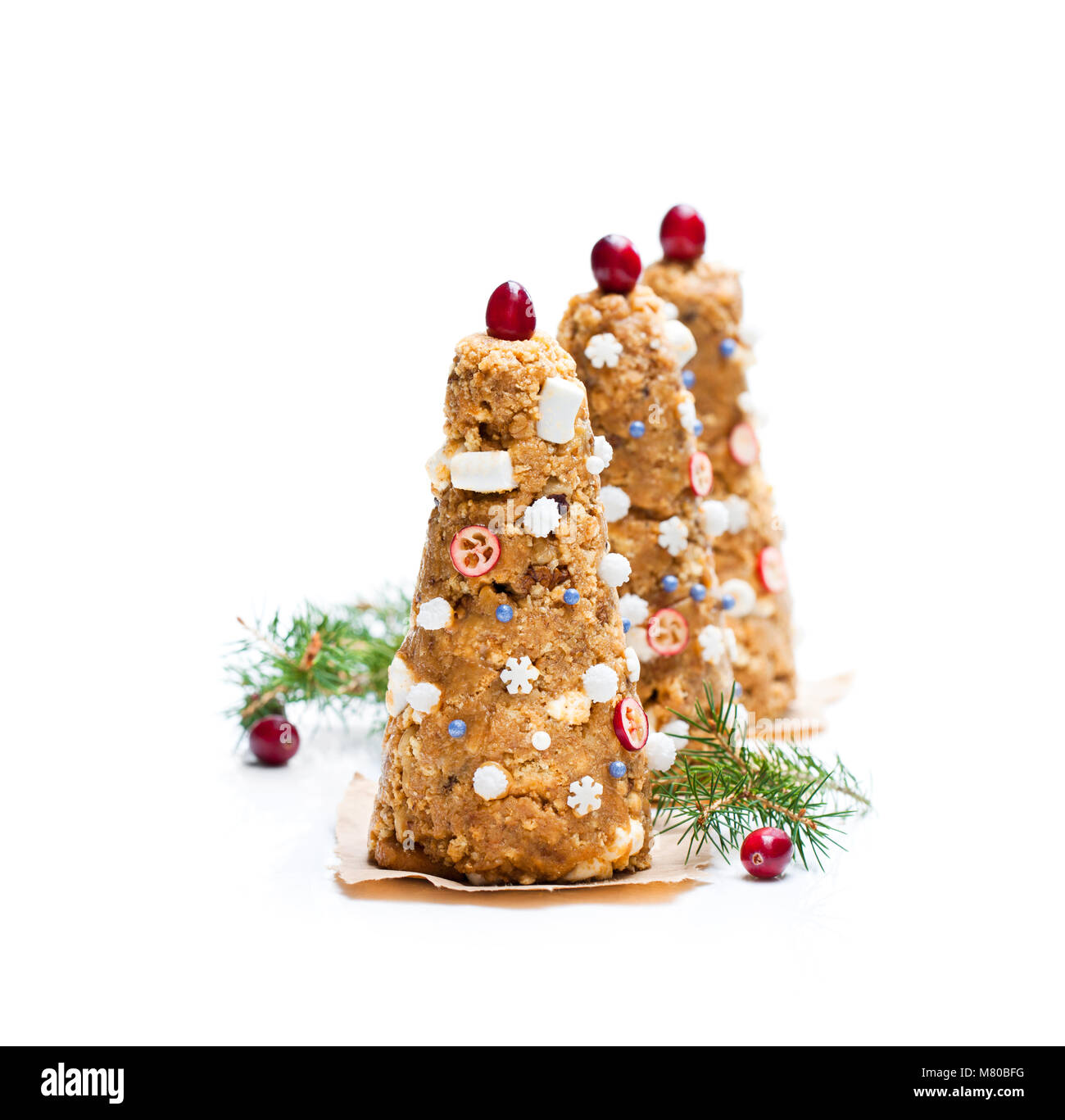 Christmas tree cookies isolated in white background Stock Photo - Alamy