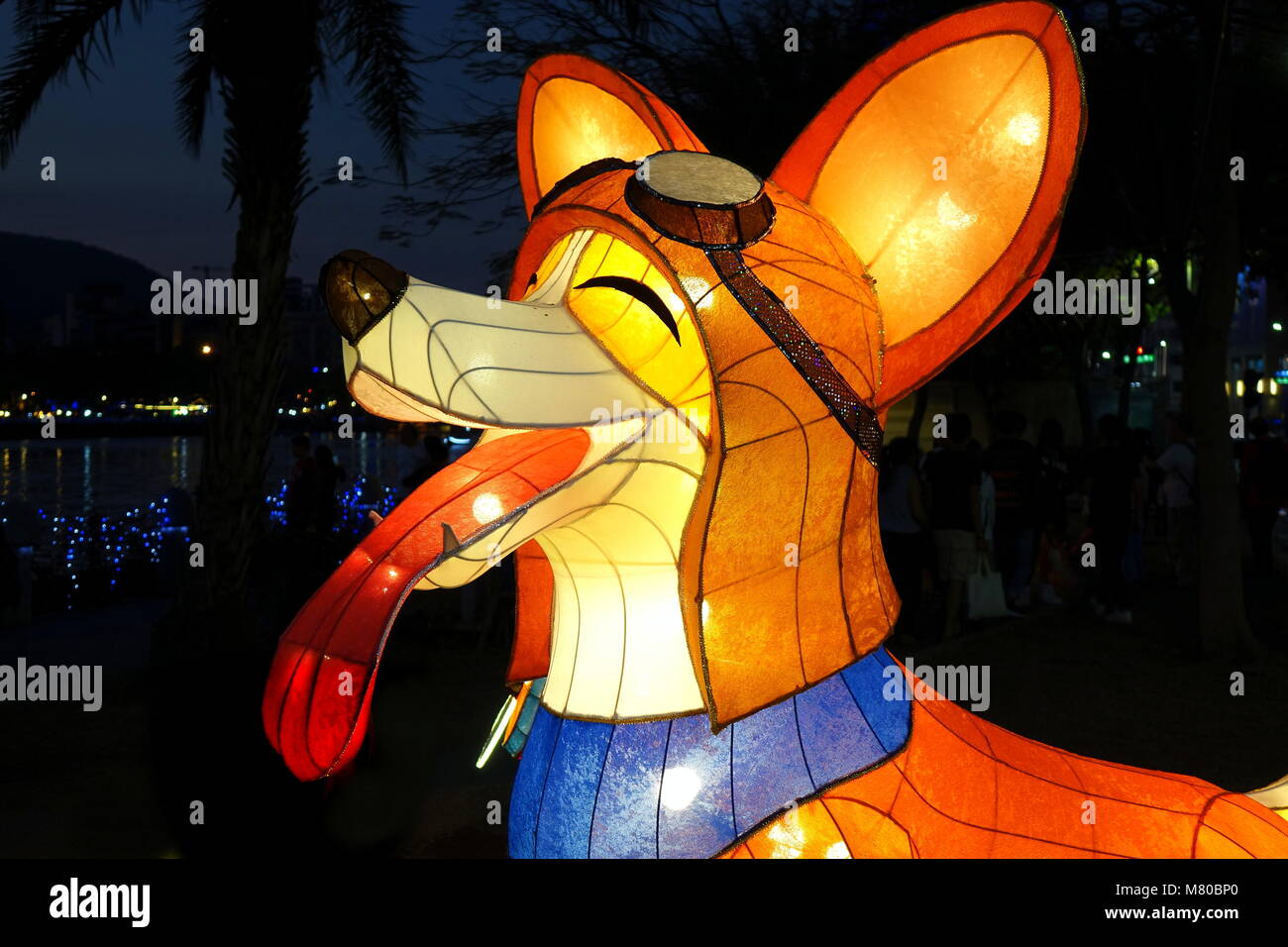 KAOHSIUNG, TAIWAN -- FEBRUARY 19, 2018: Colorful lanterns are on ...