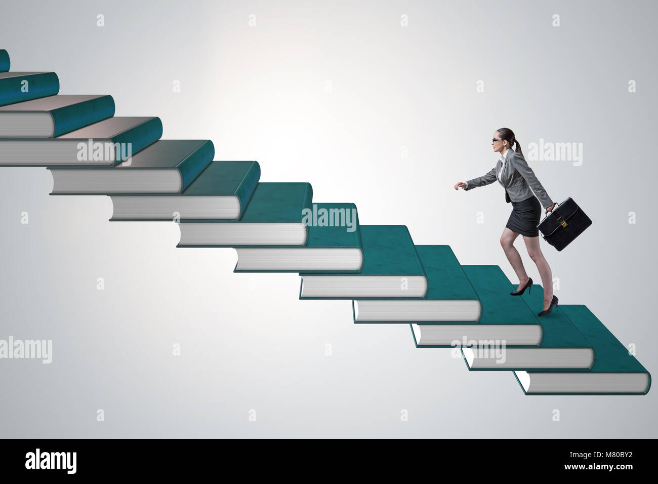 Businesswoman student climbing the ladder of education books Stock ...