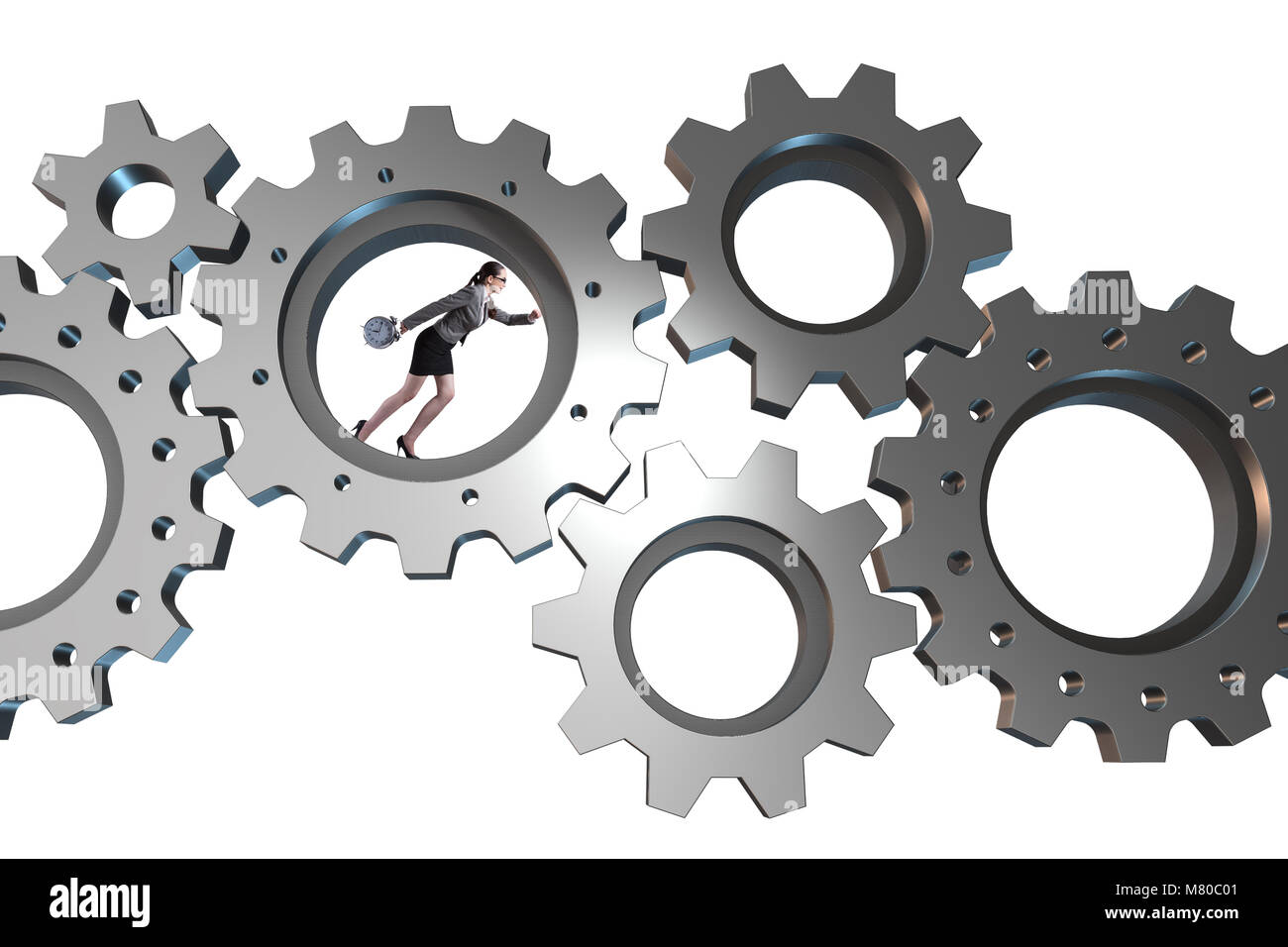 Teamwork concept with cogwheels and business people Stock Photo - Alamy