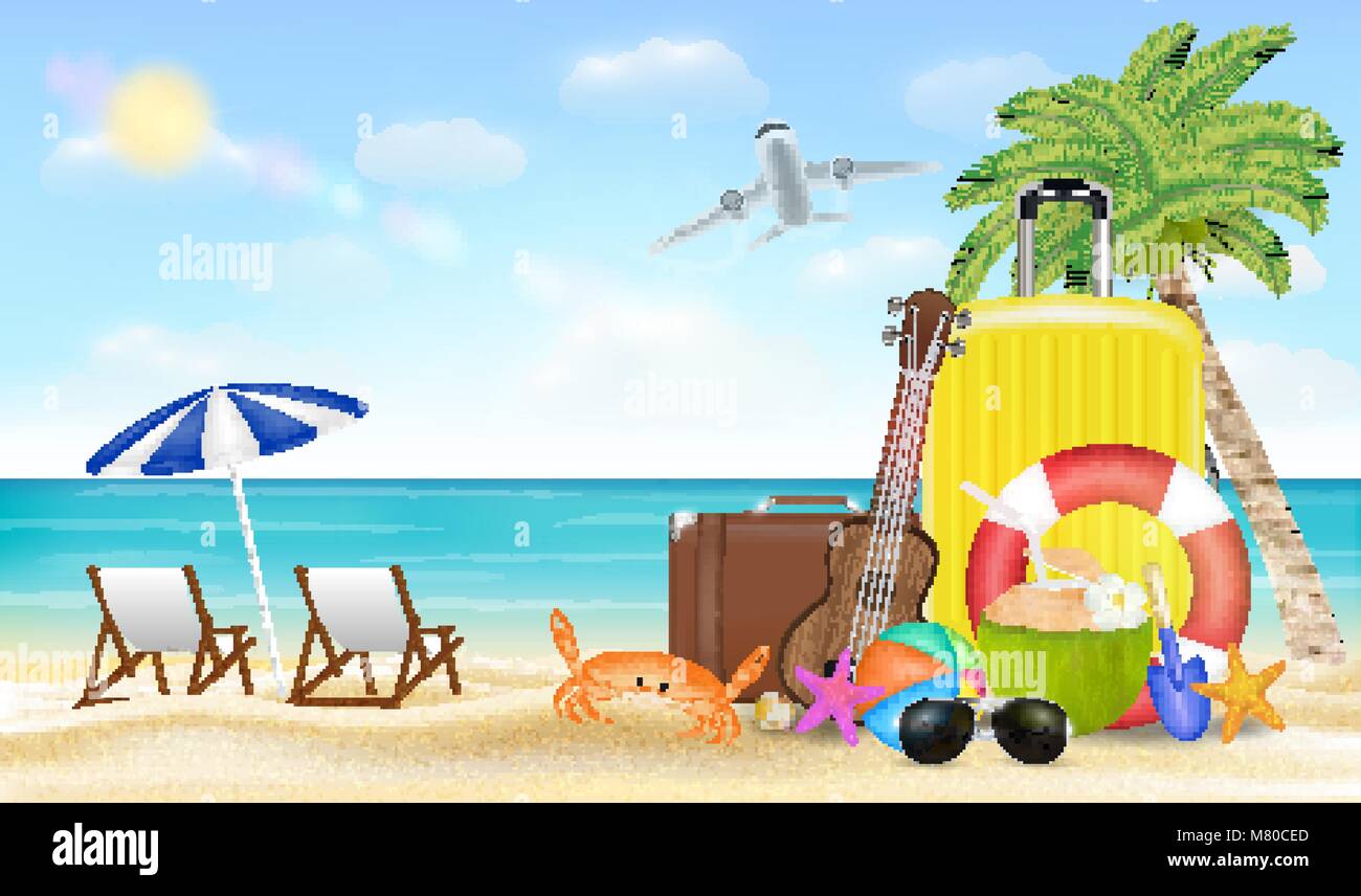 Holiday bag hat travel Stock Vector Images - Alamy