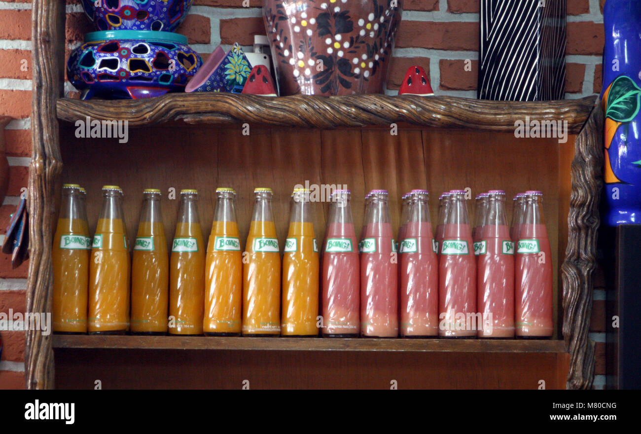 Rows of mango and guava Boing soft drinks Stock Photo - Alamy