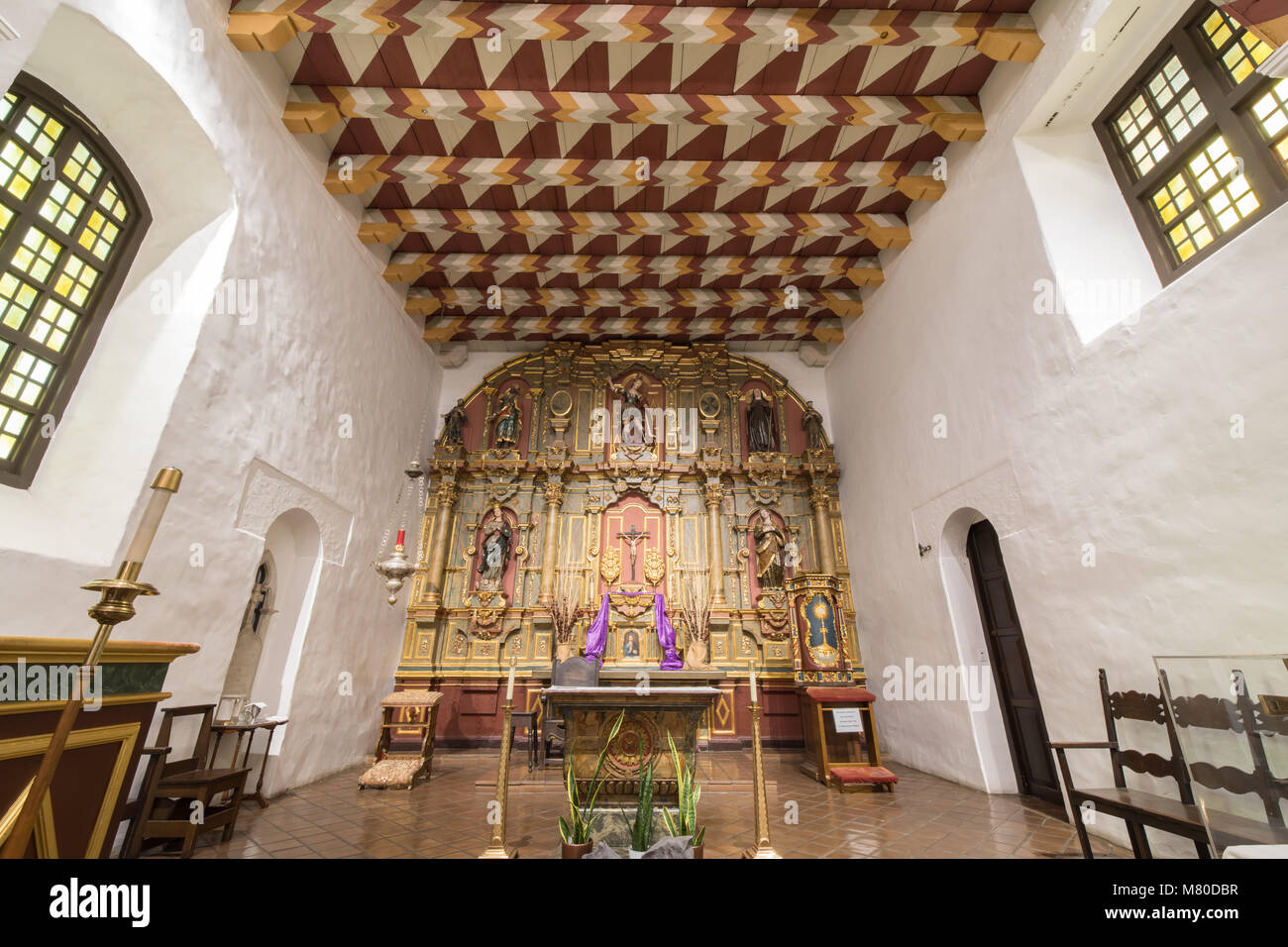 San Francisco, California - March 10, 2018: Interior of Church Altar of ...