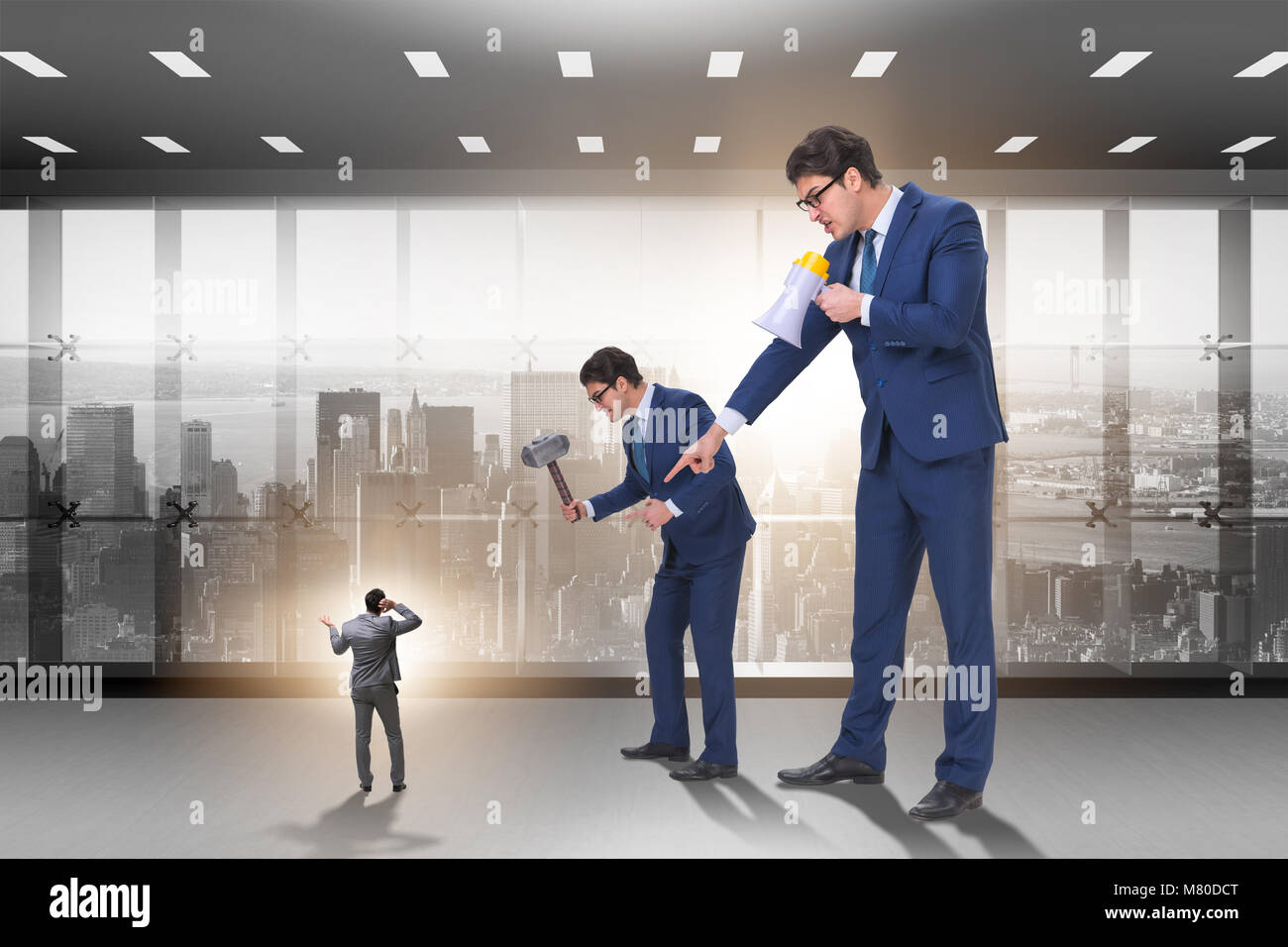Bad angry boss harassing employee in business concept Stock Photo - Alamy