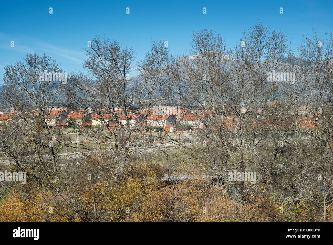 Views of the city of Cerceda, in the province of Madrid, Spain. In the ...