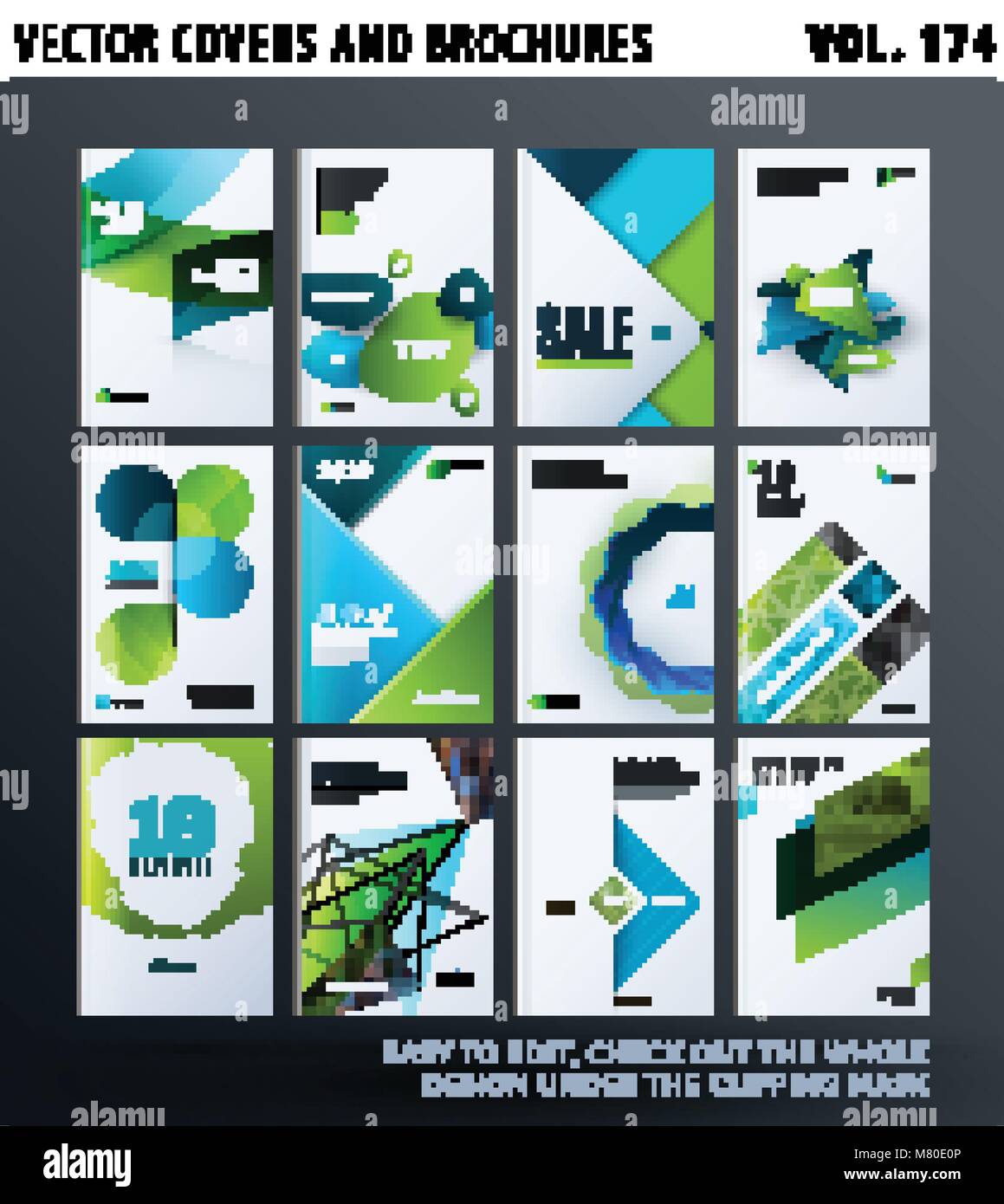 Set of design brochure, abstract annual report, horizontal cover layout ...