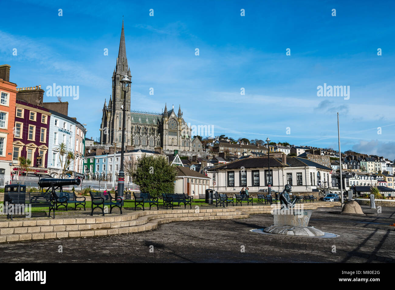 Cobh, Ireland - November 9, 2017: Waterfront and promenade in Cobh with ...