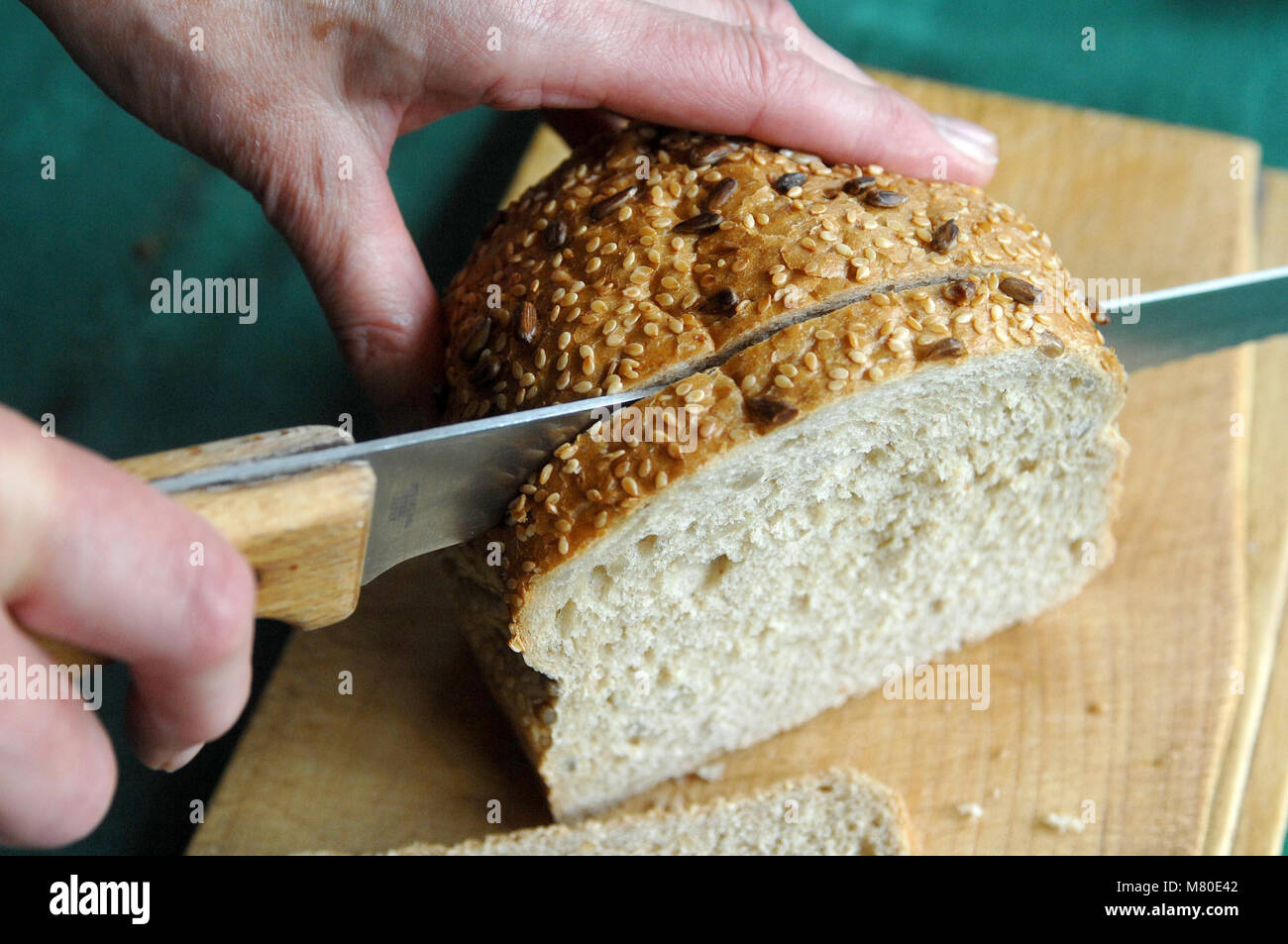 File photo dated 31/01/18 of a loaf of bread being cut, as Love Food ...