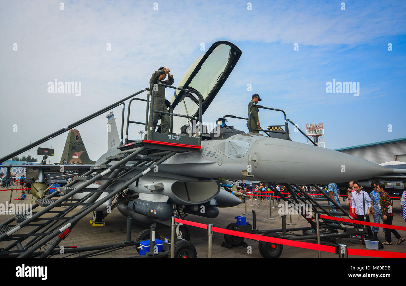Singapore - Feb 10, 2018. A Lockheed Martin F-16 Fighting Falcon ...