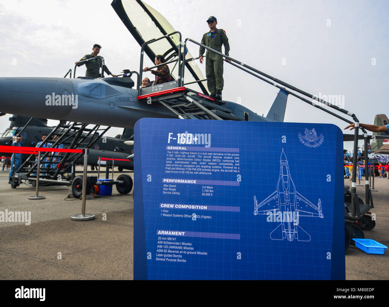 Singapore - Feb 10, 2018. A Lockheed Martin F-16D Fighting Falcon ...