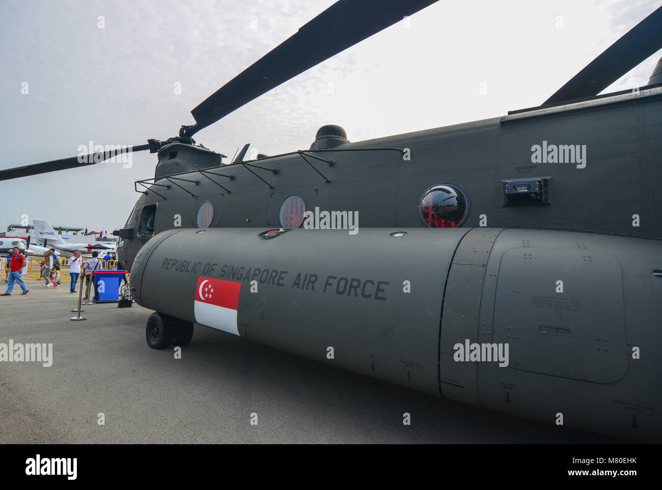 Singapore - Feb 10, 2018. A Boeing CH-47 Chinook helicopter of ...