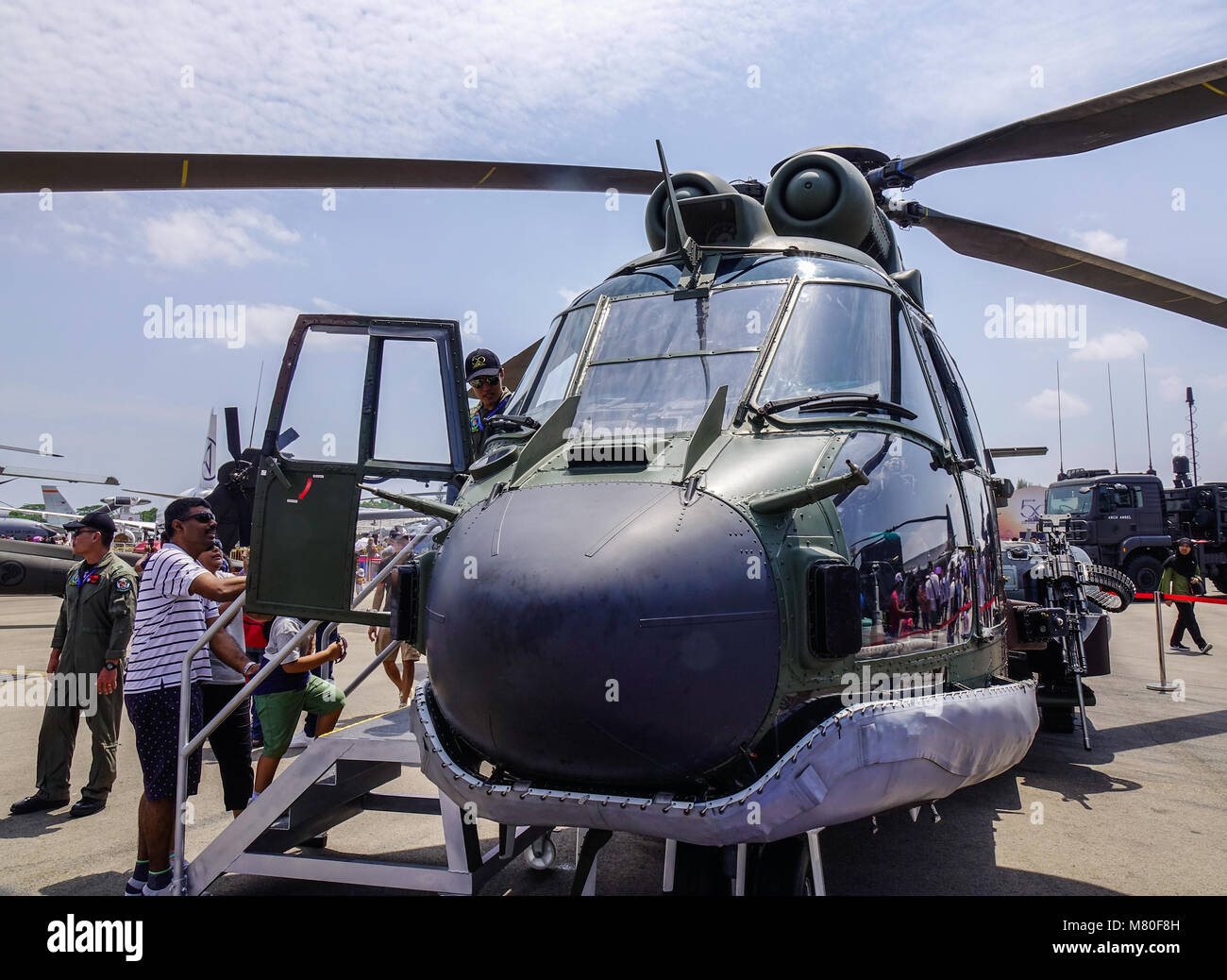 Singapore - Feb 10, 2018. An AS332M Super Puma helicopter of Singapore ...