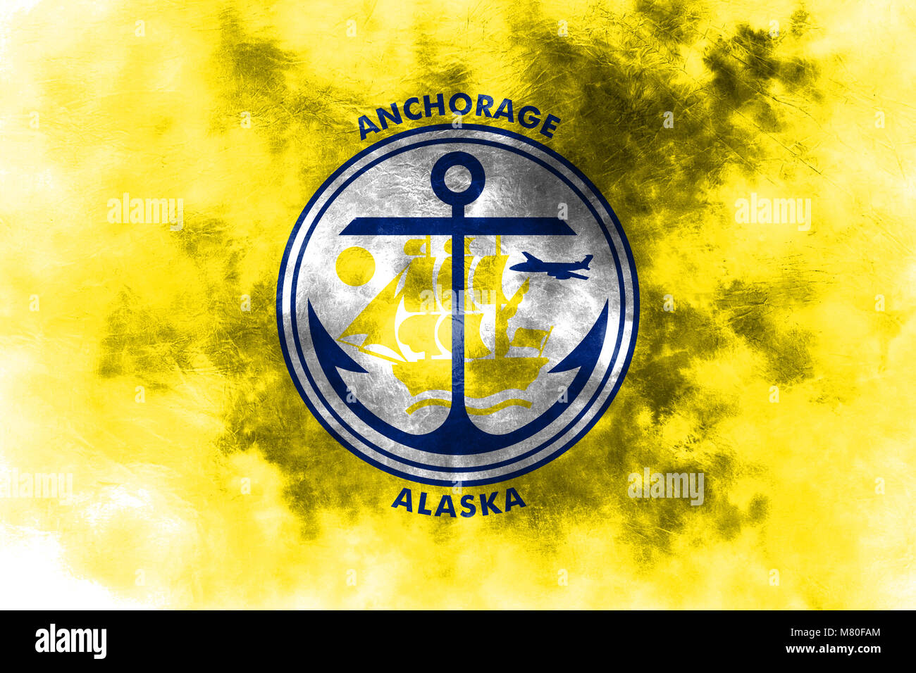 Anchorage city smoke flag, Alaska State, United States Of America Stock ...