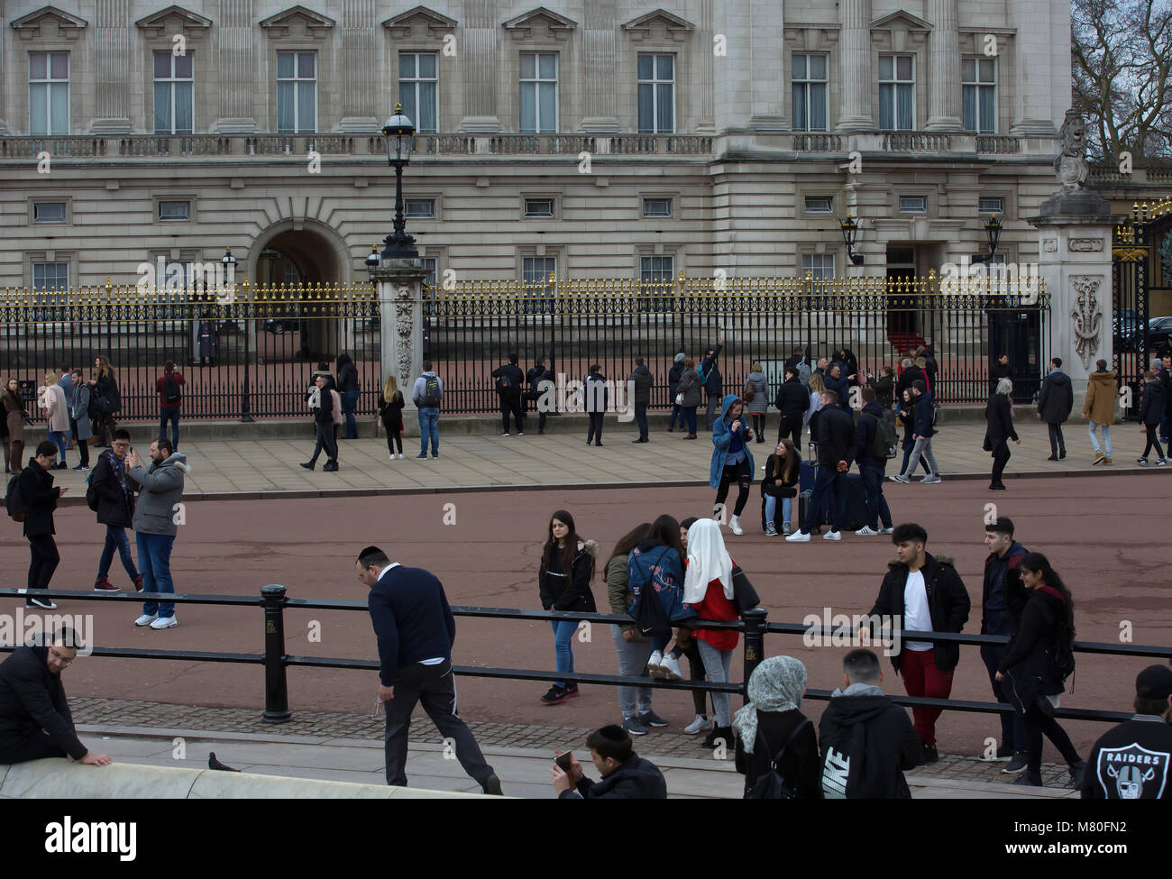 Outside Buckingham Palace the residence of Her Majesty the Queen in ...