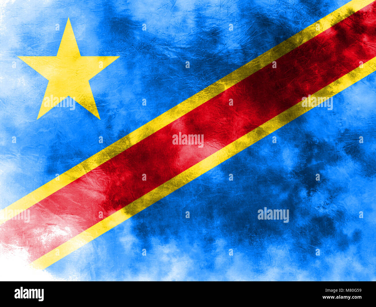 Fabric flag of the democratic republic of congo hi-res stock ...