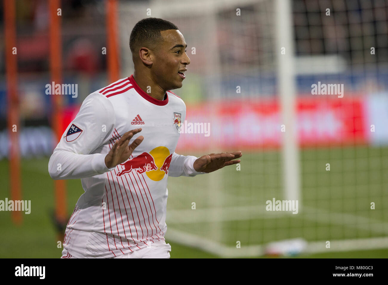 Tyler Adams (4) of Red Bulls celebrates scoring goal during Scotiabank ...